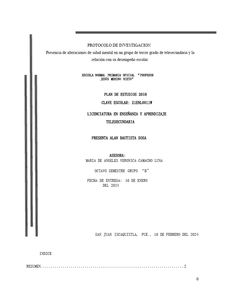 Protocolo 2 | PDF | Salud mental | Trastorno mental