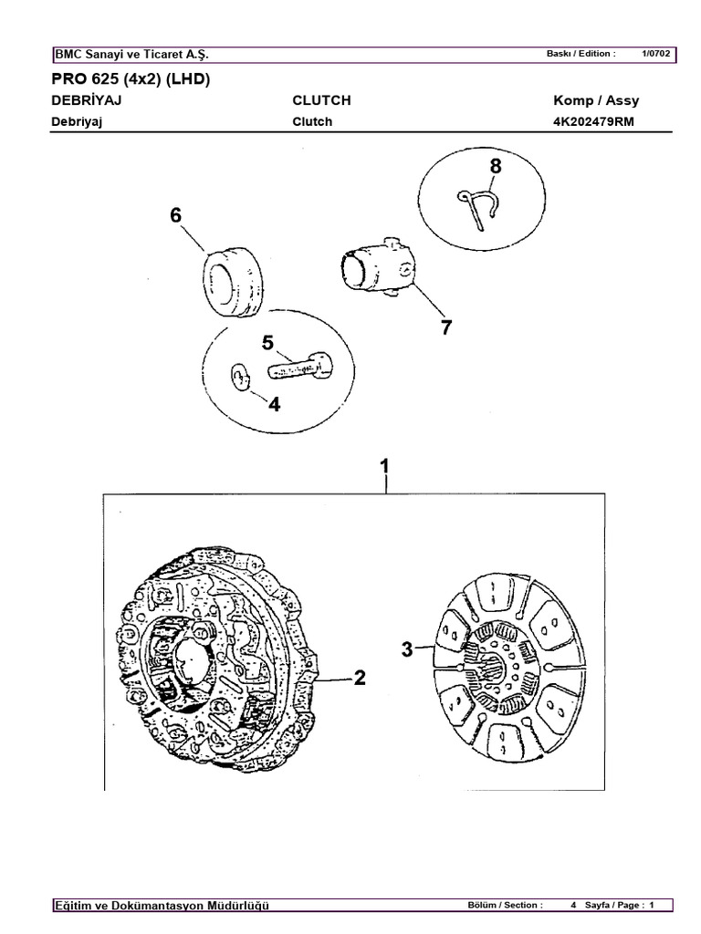 BMC PRO 625 4x2 LHD - Clutch Parts | PDF
