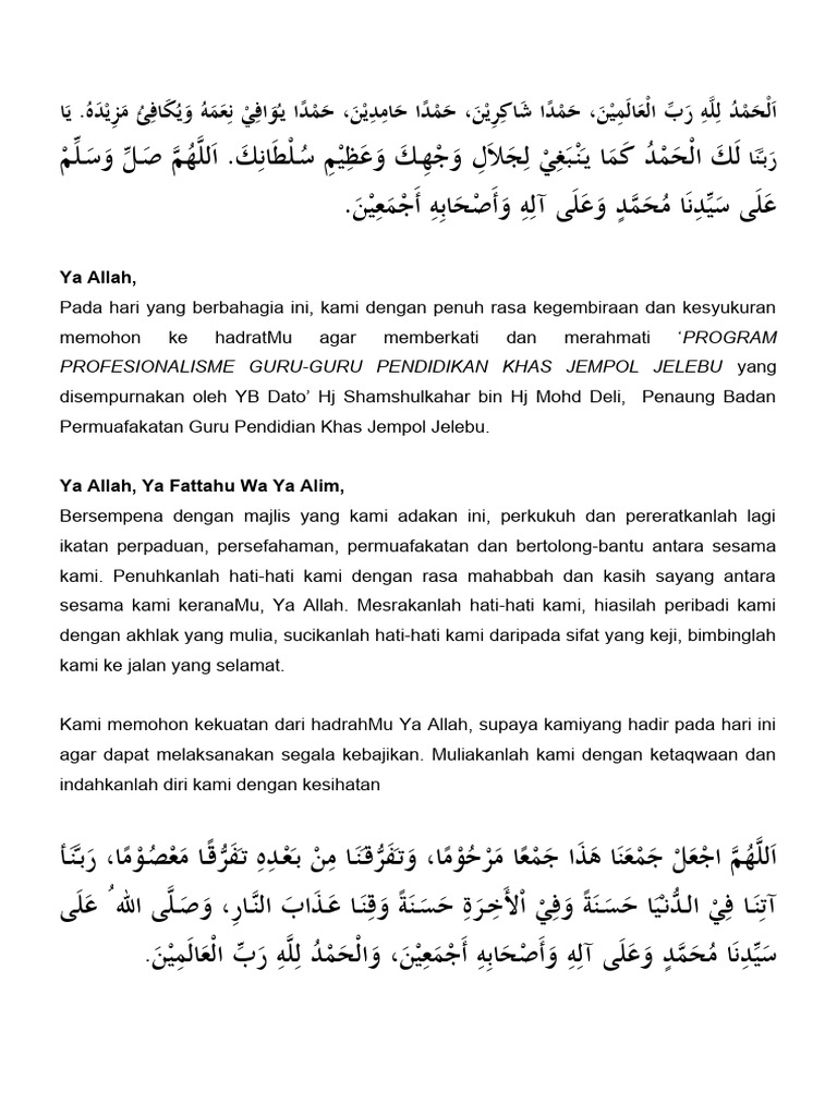 Doa Badan Muafakat PPKI JJ | PDF | Pengembangan Diri | Gaya Hidup