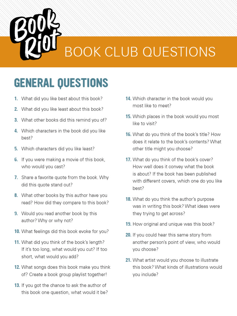 Printable Book Club Discussion Questions | PDF | Books