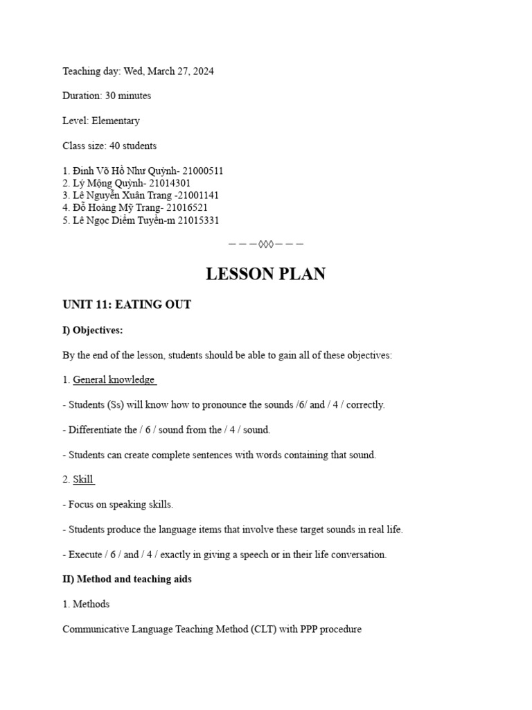 Group 4 - Lesson - Plan - Pronunciation | PDF | Linguistics | Human Communication