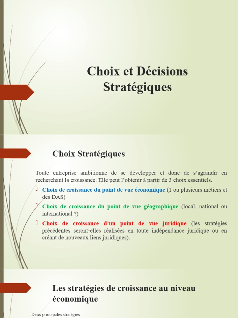 Choix de Décisions Stratégiques | PDF | Gestion stratégique | Business