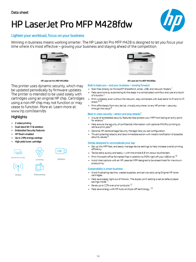 HP Laserjet Pro MFP M428Fdn HP Laserjet Pro MFP M428Fdw | PDF | Image ...