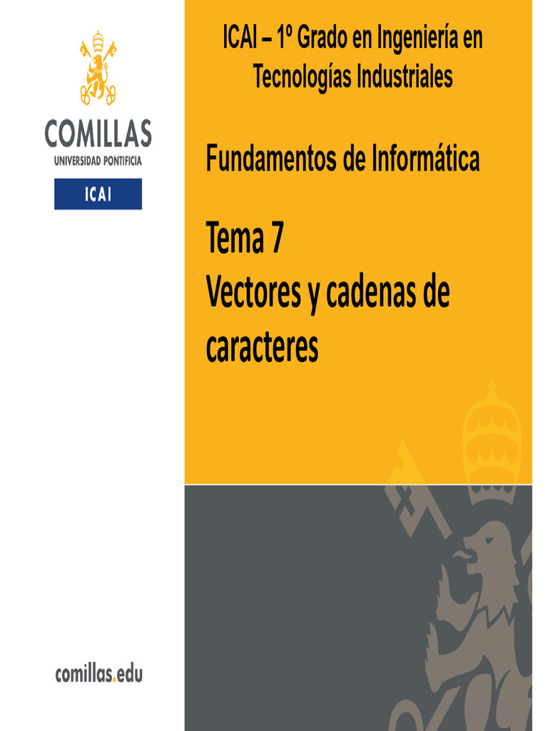Tema7_Vectores_Cadenas_Matrices | PDF | Ciencias de la Computación ...