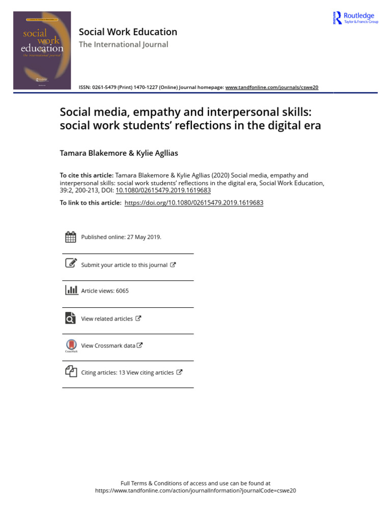 Social Media Empathy and Interpersonal Skills Social Work Students ...