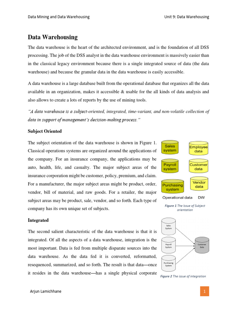 Unit 9 - Data Warehousing | PDF | Data Warehouse | Information Science Unit 9 - Data Warehousing | PDF | Data Warehouse | Information Science
