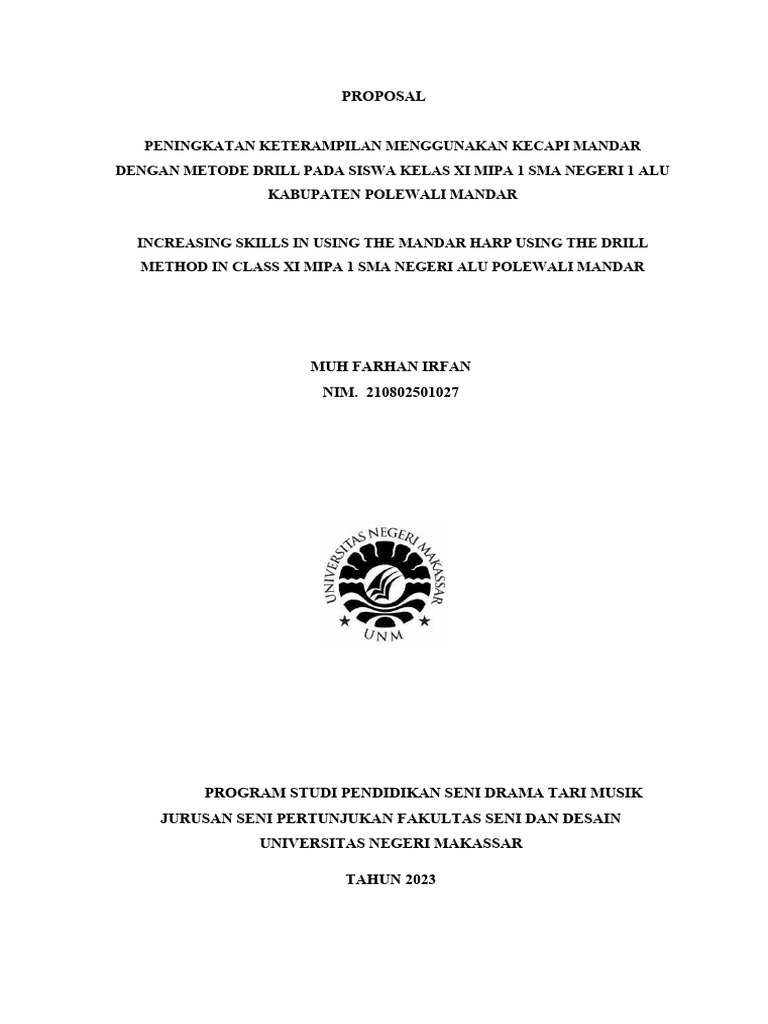 Proposal Muh Farhan Irfan | PDF | Seni