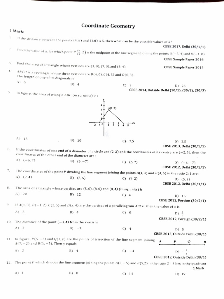 Coordinate Geometry PYQs | PDF | Triangle | Elementary Mathematics