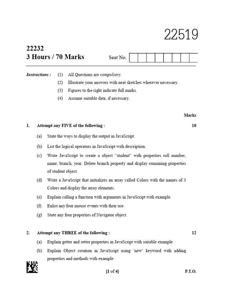 2023 Summer Question Paper (Msbte Study Resources) | PDF | Java Script | Button (Computing)