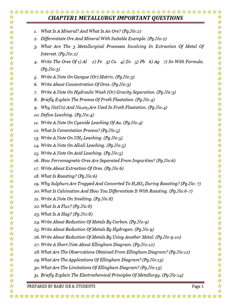Namma Kalvi 12th Chemistry Metallurgy Questions | PDF | Ore | Metallurgy