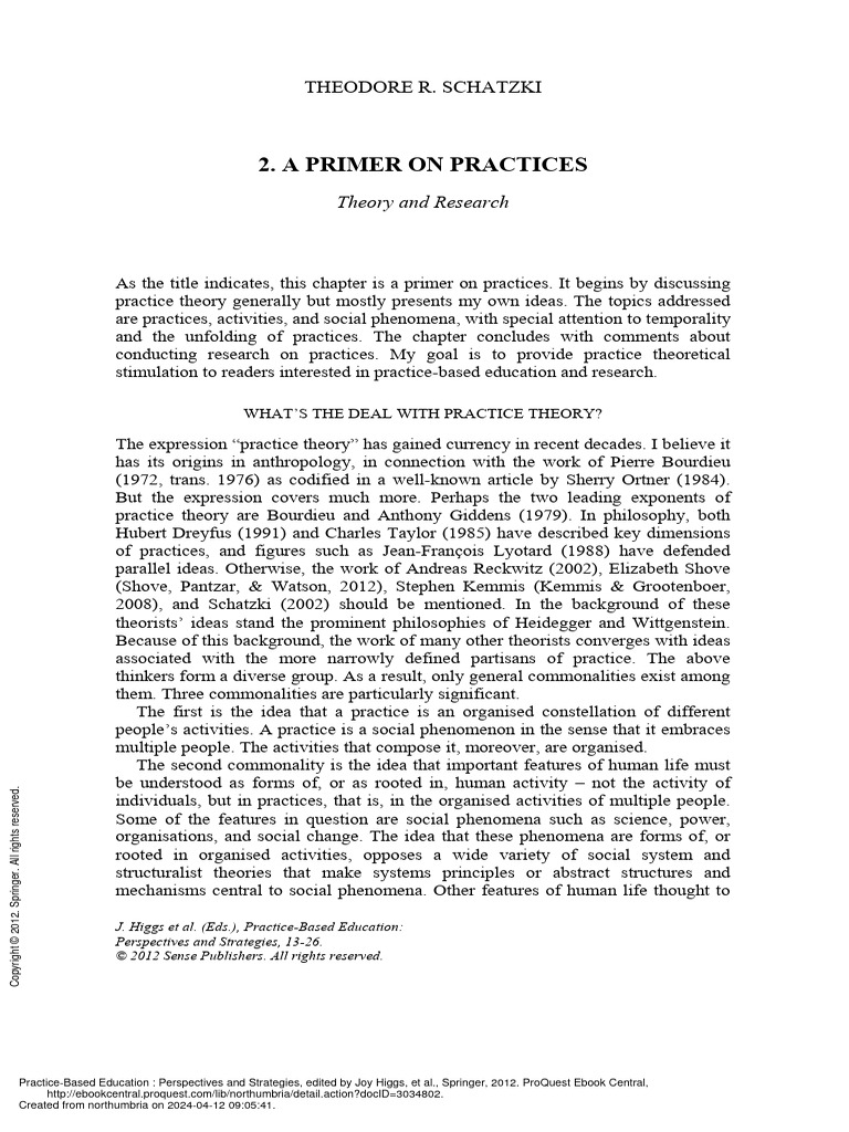 Practice-Based Education Perspectives and Strategi... - (2. A Primer On ...