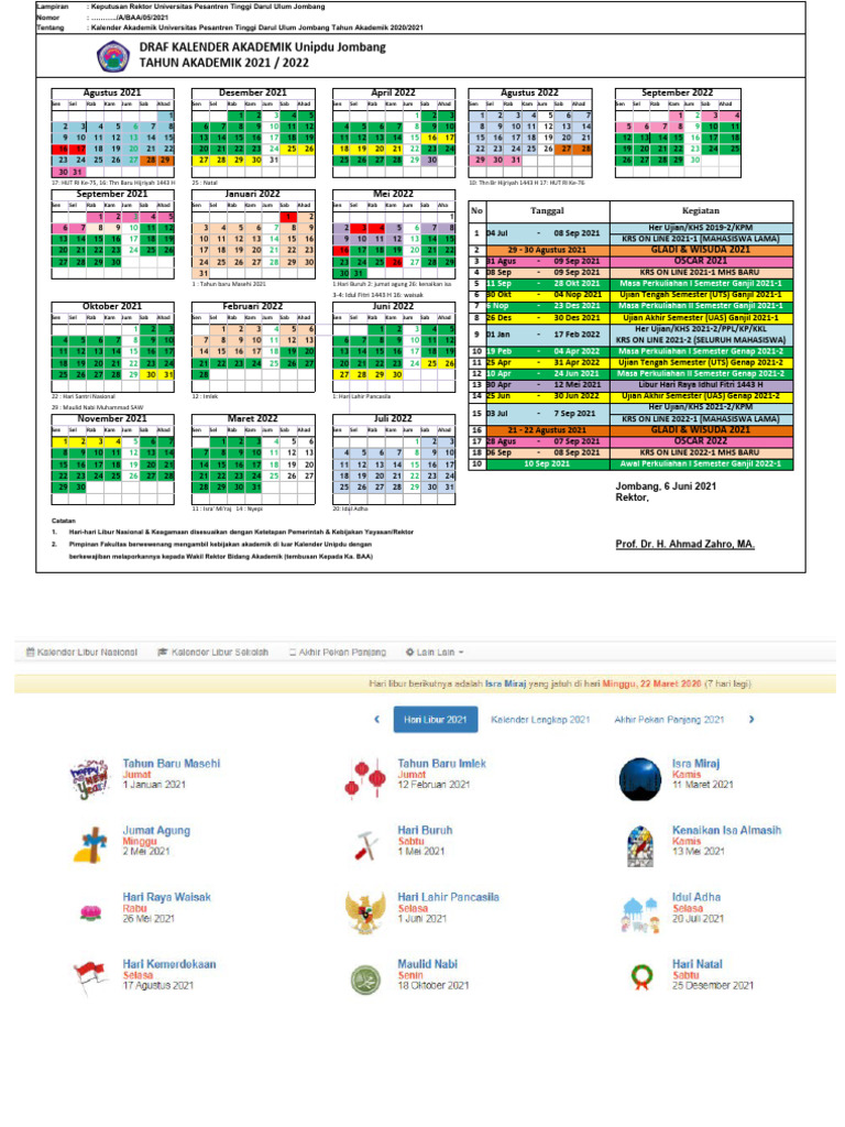 Unipdu - Kalender Akademik Ta 2021-2022 | PDF