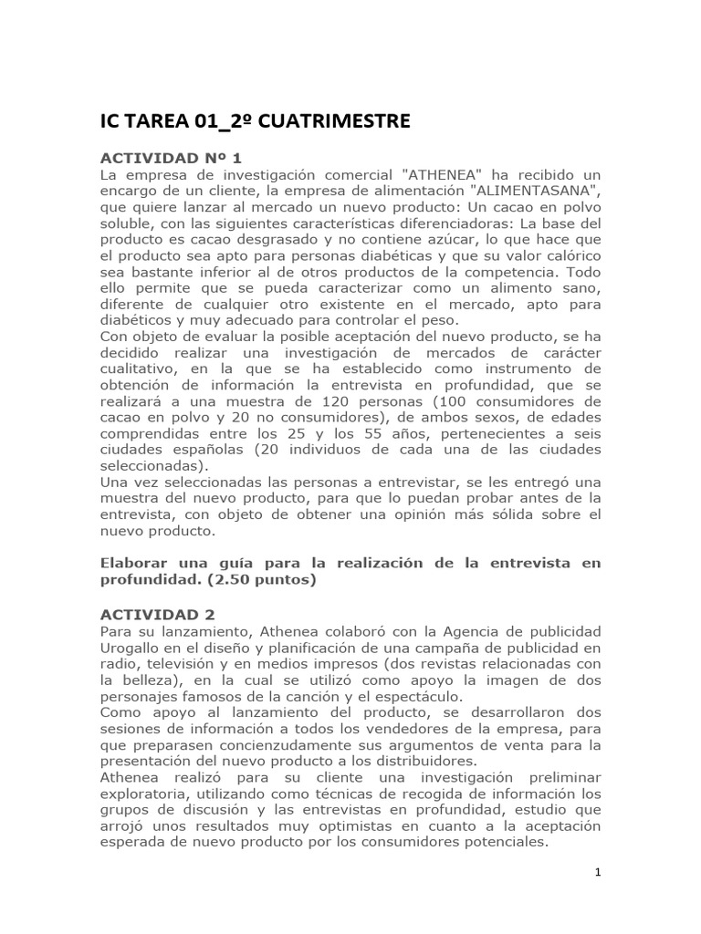 Tarea Ic 01 - 2C | PDF | Producto (Negocio) | Business