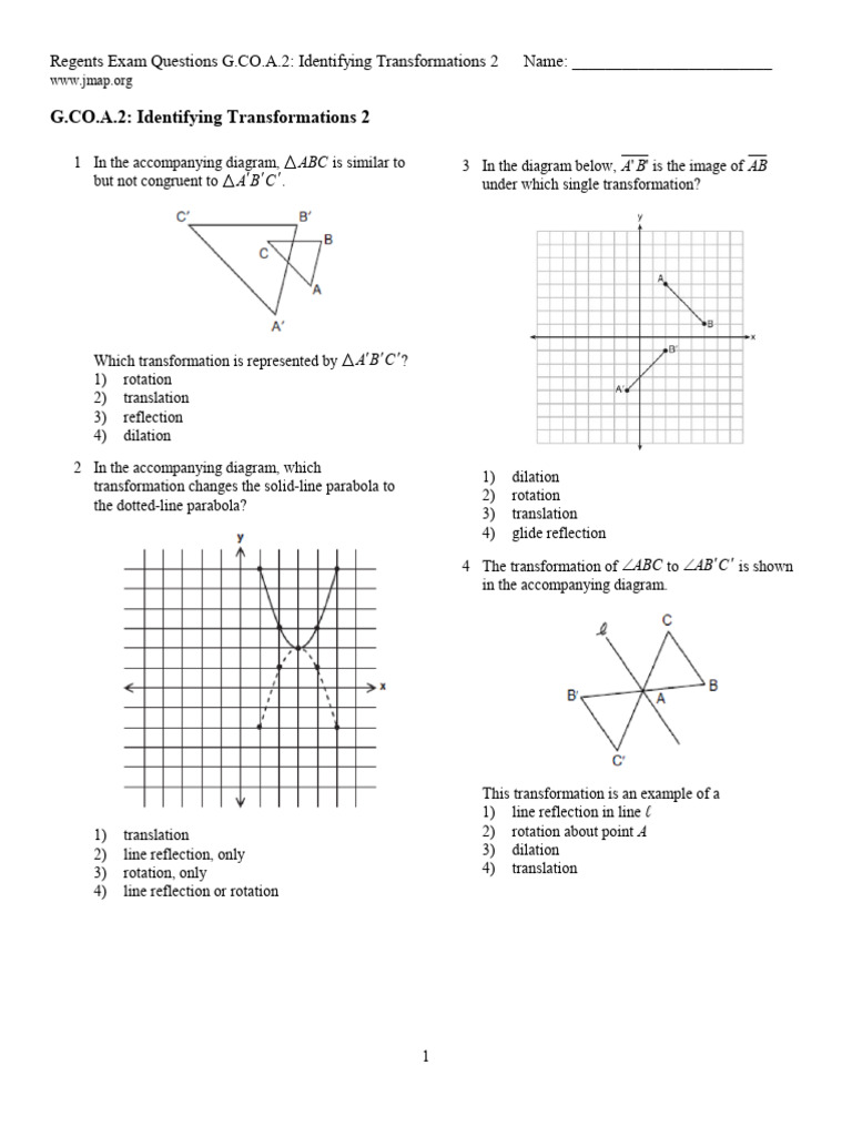 Geometry Transformations Quiz | PDF | Cartesian Coordinate System ...