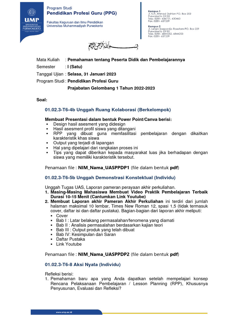 Tugas UAS PPG: RPP dan Refleksi Pembelajaran | PDF