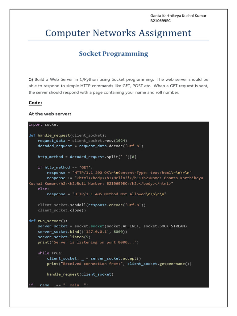 Computer Networks Assignment-2 | PDF | Networking | Internet & Web