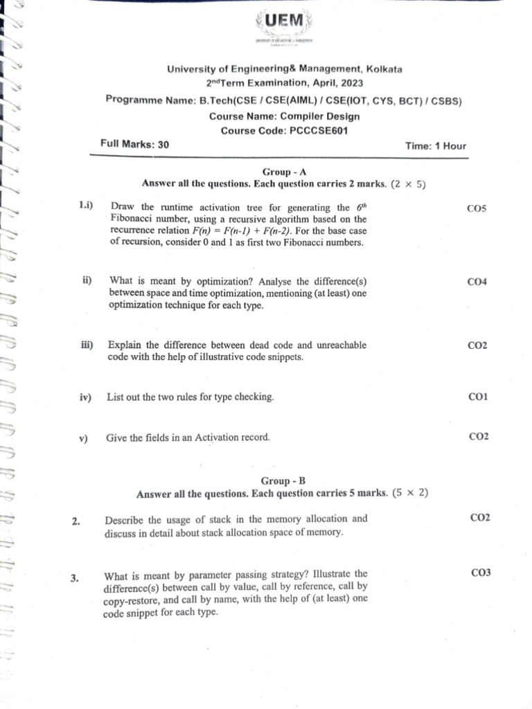 Compiler Design Term 2 | PDF