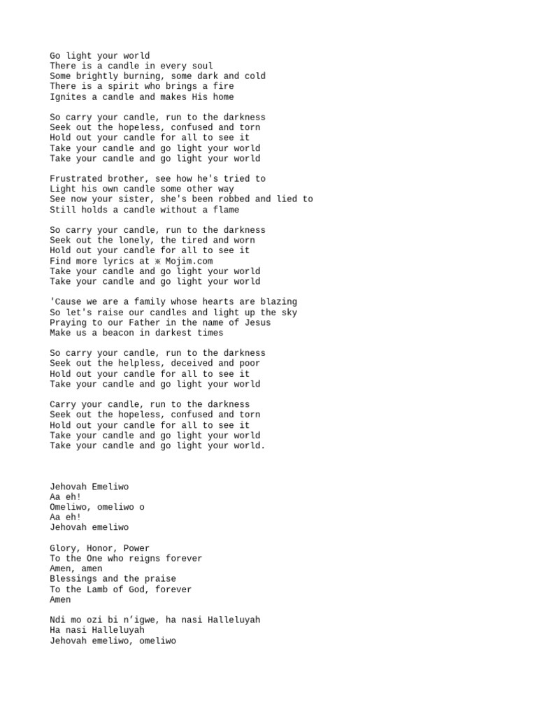 Go Light Your World | PDF | Candle | Salvation