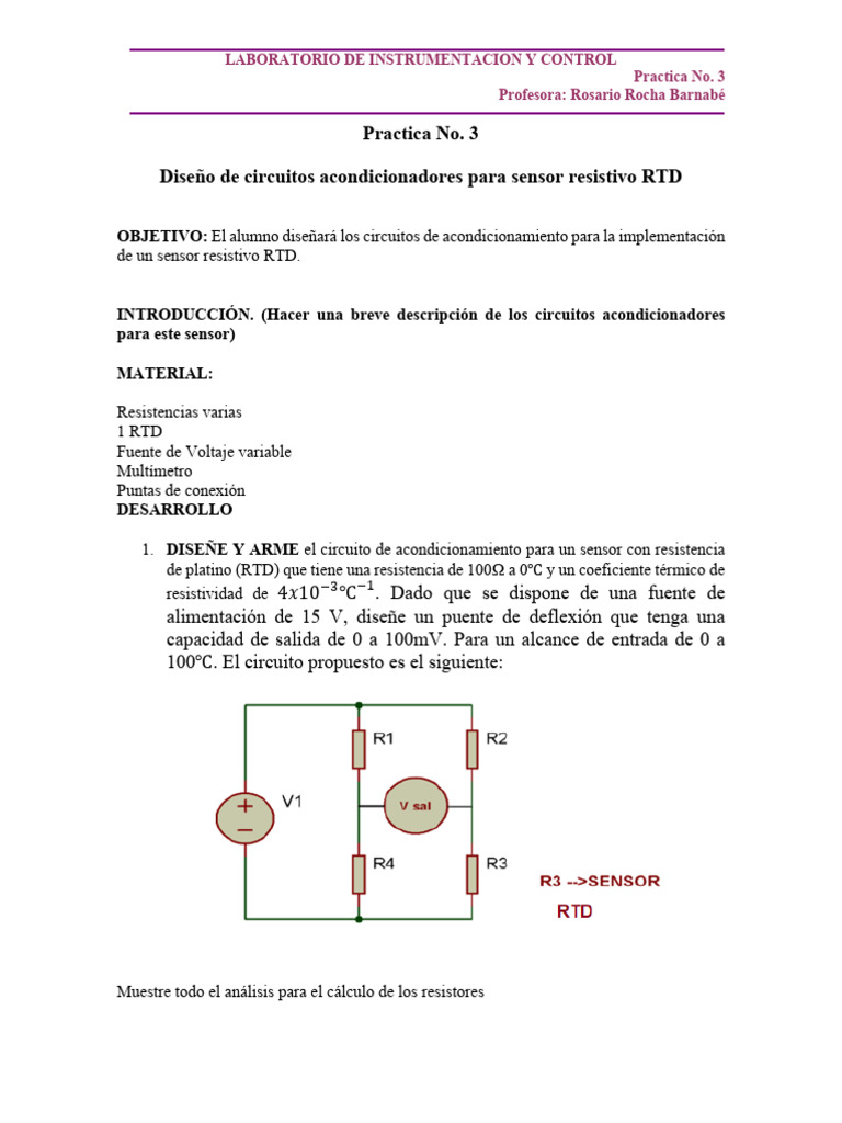 Practica No 3 Sensor RTD - 2024 | PDF | Red eléctrica | Electromagnetismo