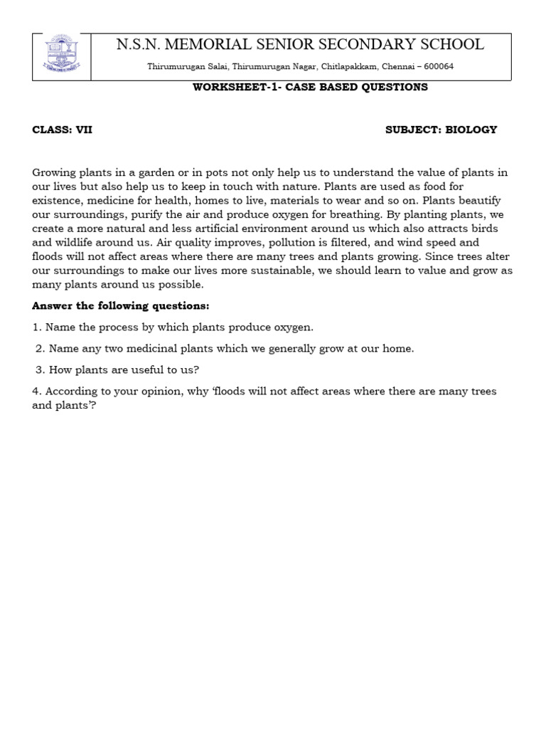 Class VII Biology: Plant Benefits | PDF