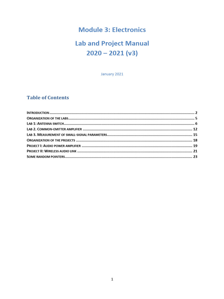 Module 3 Projectmanual 2020-2021-V3 | PDF | Electrical Network ...