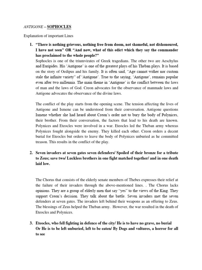Antigone Imp Lines | PDF | Sophocles | Boeotian Mythology