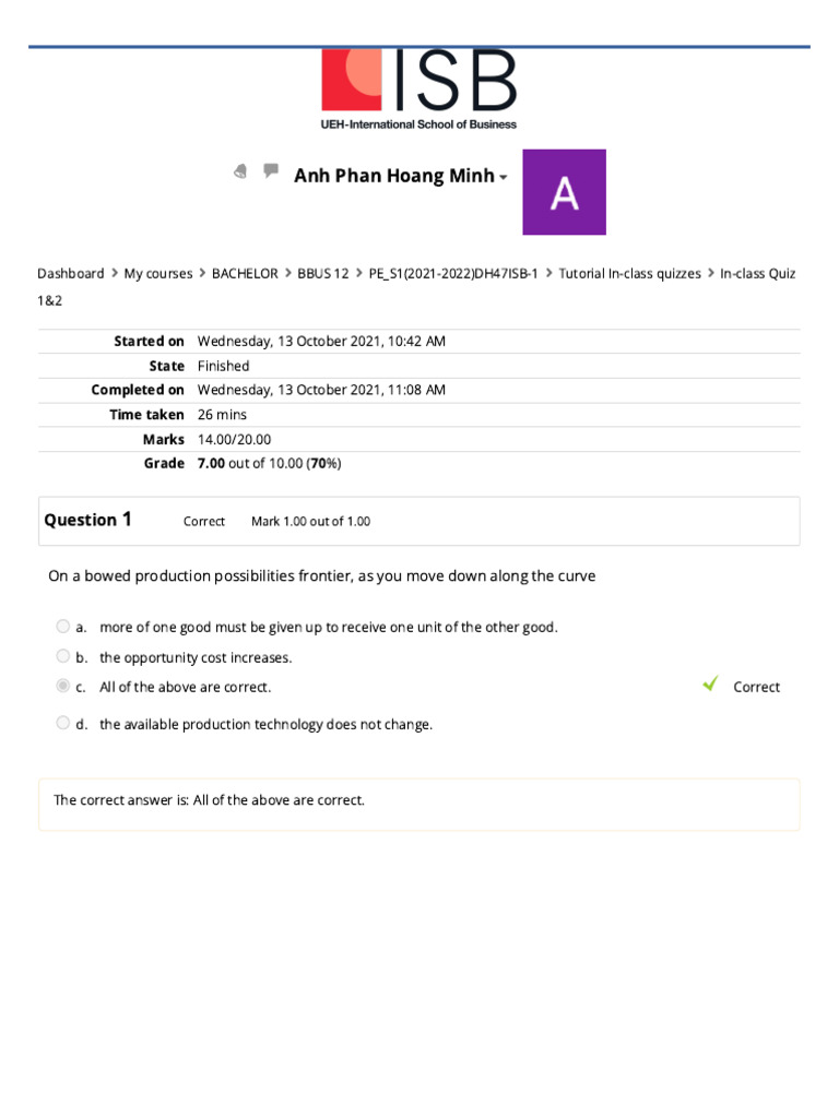 In-Class Quiz 1 - 2 | PDF | Elasticity (Economics) | Price Elasticity Of Demand