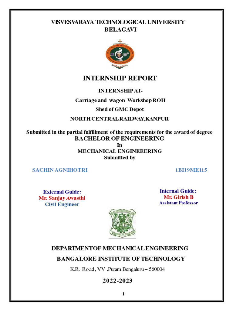 Internship Report | PDF | Bearing (Mechanical) | Mechanical Engineering