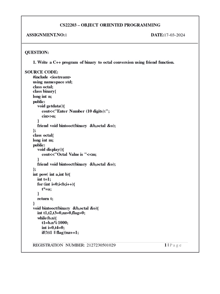 OOPS assign | PDF | Namespace | Computer Programming