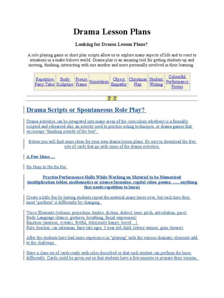 Drama Lesson Plans | PDF | Goldilocks And The Three Bears | Simulation