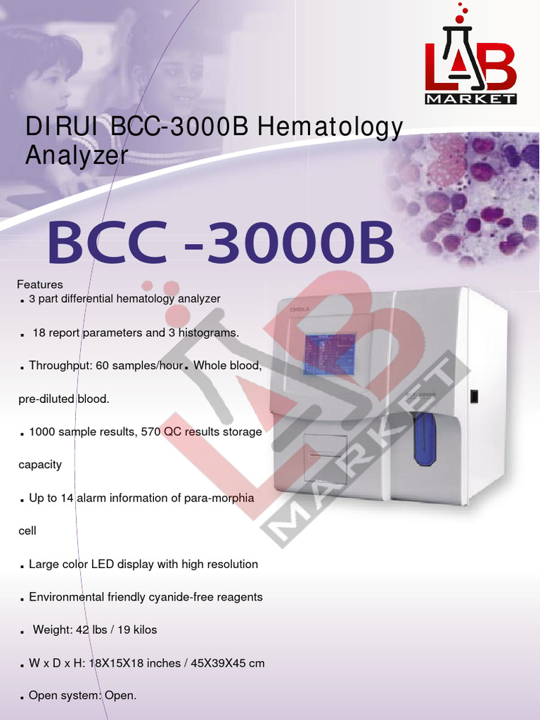 Dirui BCC 3000B Hematology Analyzer | PDF