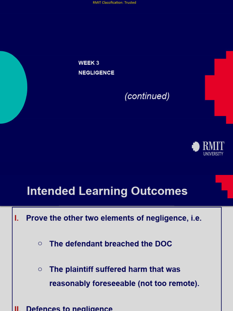 Week 3 Lecture Slides | PDF | Negligence | Proximate Cause