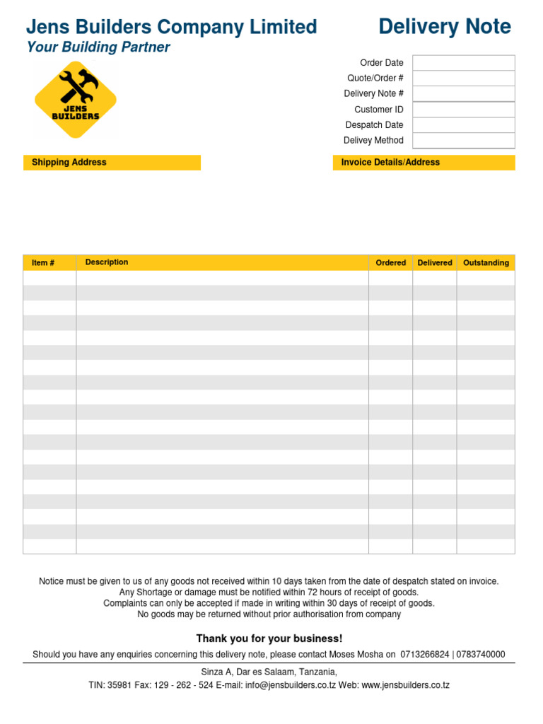 Delivery Note PDF | PDF