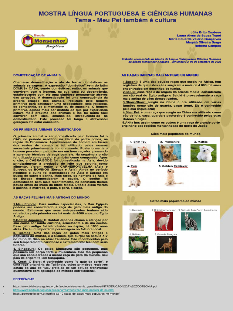 Banner Pets 6º Ano - Mostra | PDF | Cães | Bode