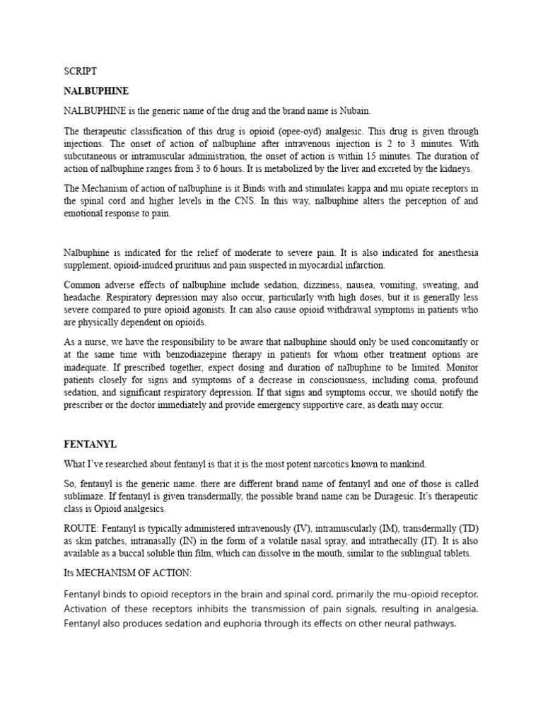 SCRIPT For Drug Study Reportingggggg | PDF | Fentanyl | Opioid