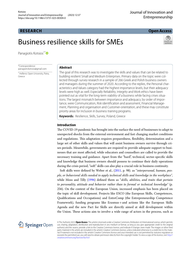 Business Resilience Skills For SMEs | PDF | Psychological Resilience ...