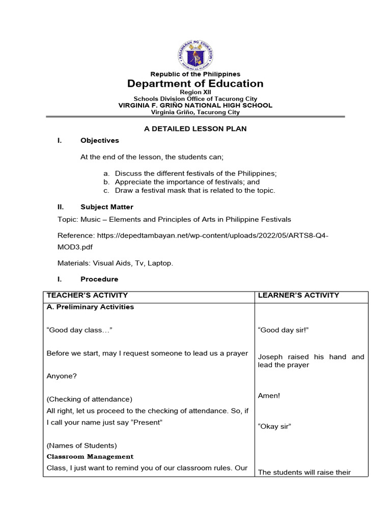 Detailed Lesson Plan | PDF