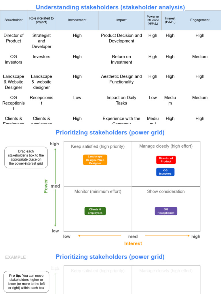 Activity Template - Stakeholder Analysis and Power Grid | Download Free ...