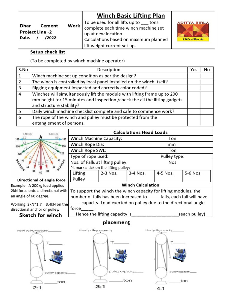 Liftting Plan - With Winch Machine | PDF | Rope | Manufactured Goods