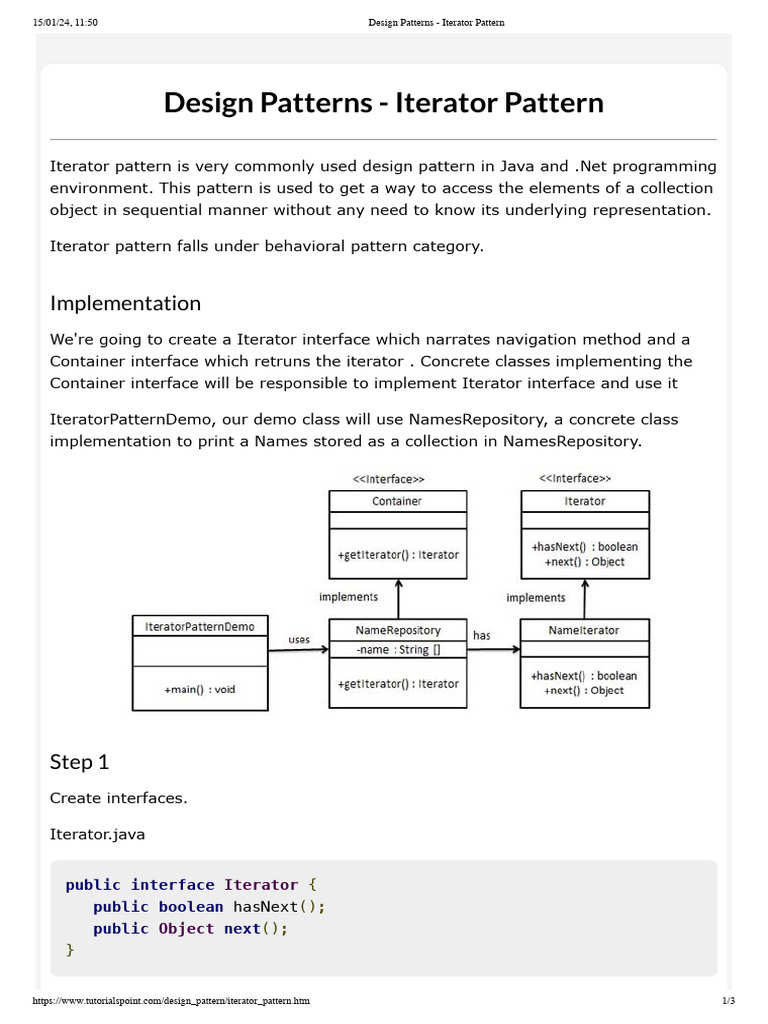 Iterator Pattern Pdf Class Computer Programming Method Computer Programming 