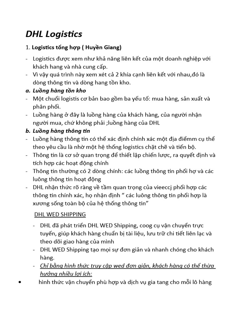 DHL Logistics | PDF