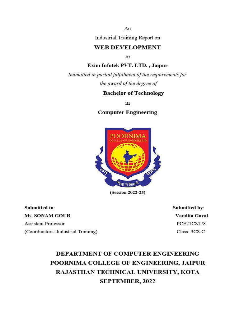 Industrial Training Report: Web Development | PDF | Html Element | Html