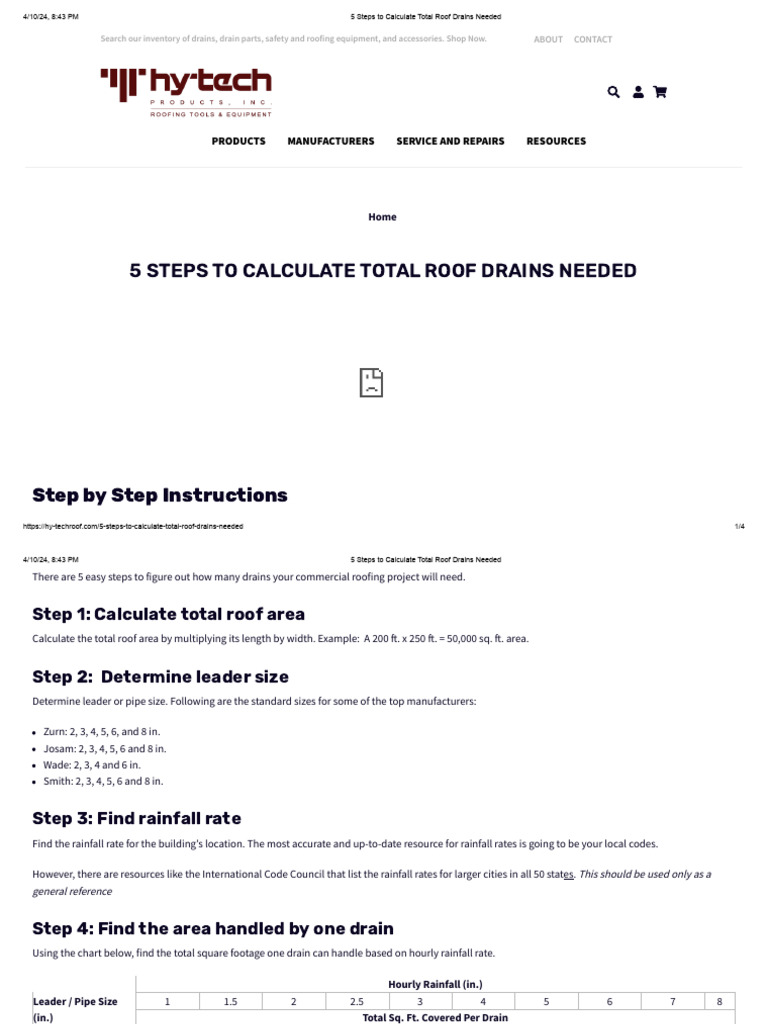5 Steps to Calculate Total Roof Drains Needed | PDF