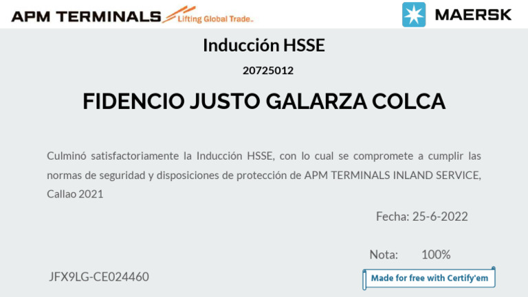 Inducción HSSE APM Terminus 2022 | PDF
