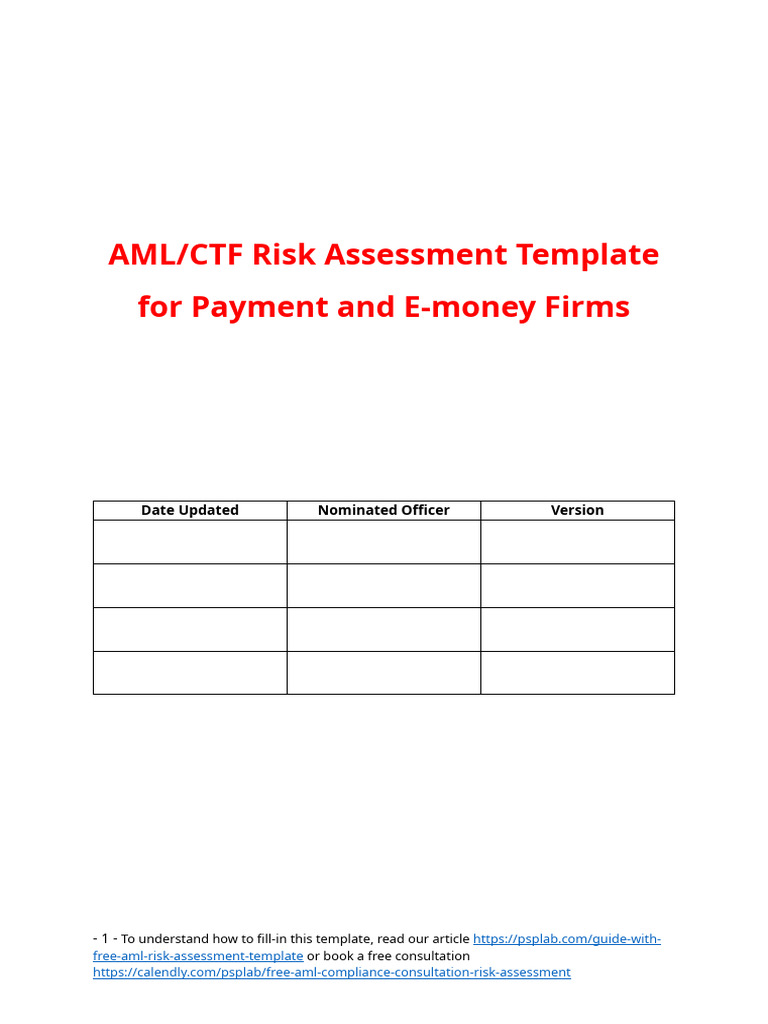 AML CTF Risk Assessment Free Template | Download Free PDF | Risk ...