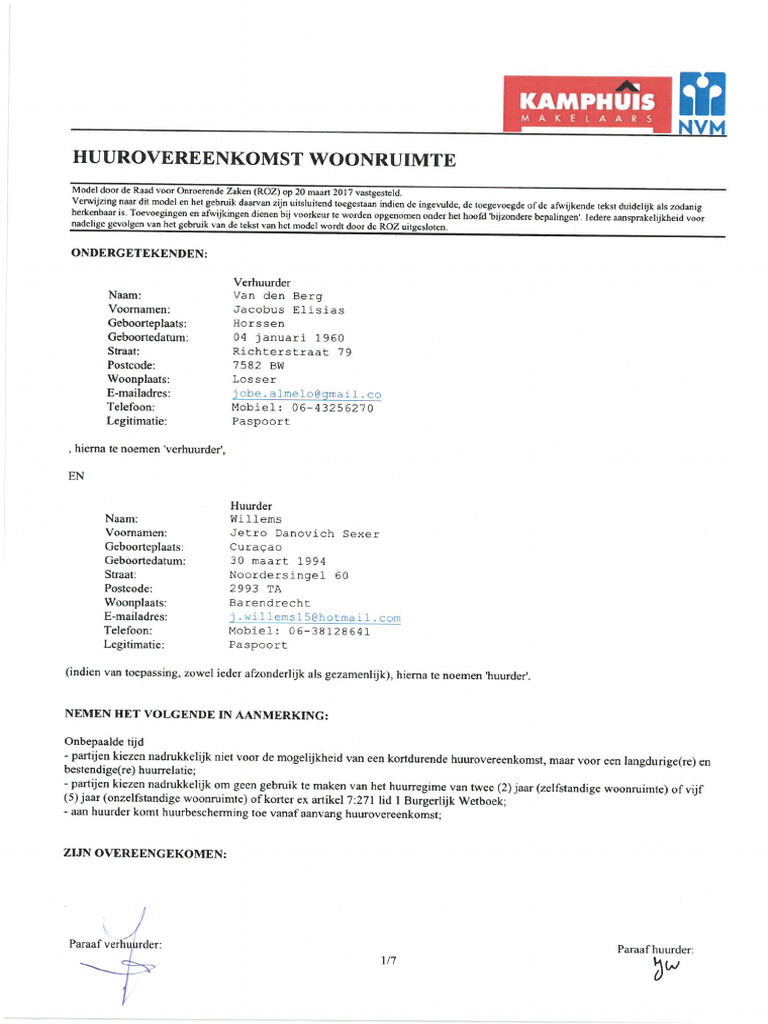 Getekende Huurovereenkomst | PDF