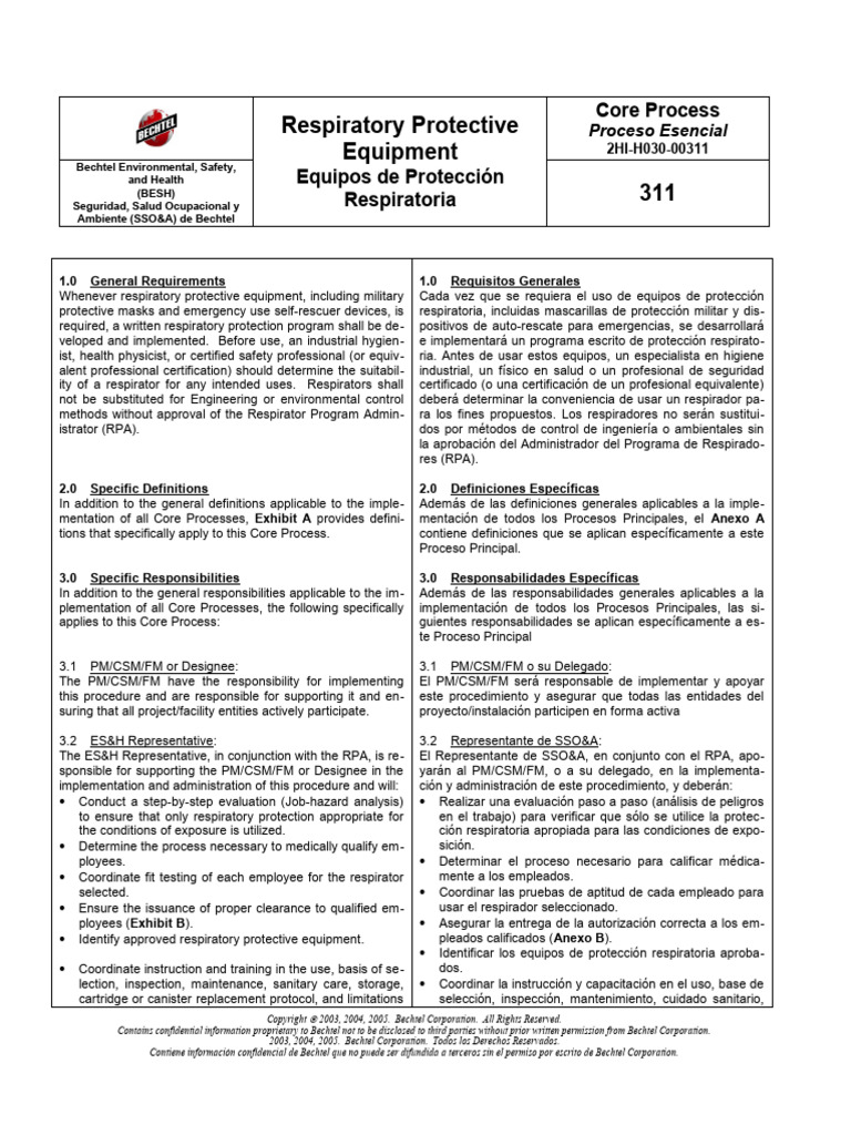 CP-311 Equipos de Protección Respiratoria | PDF