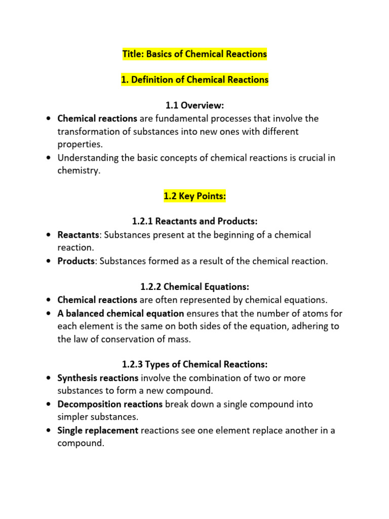 Fundamentals of Chemical Reactions | PDF | Chemistry | Chemical Reactions