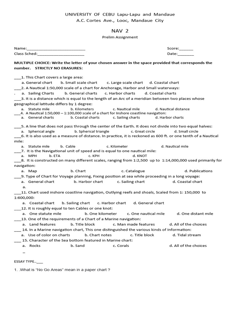Blank Form NAV 2 PRELIM QUISTIONAIRE | PDF | Coast | Navigation