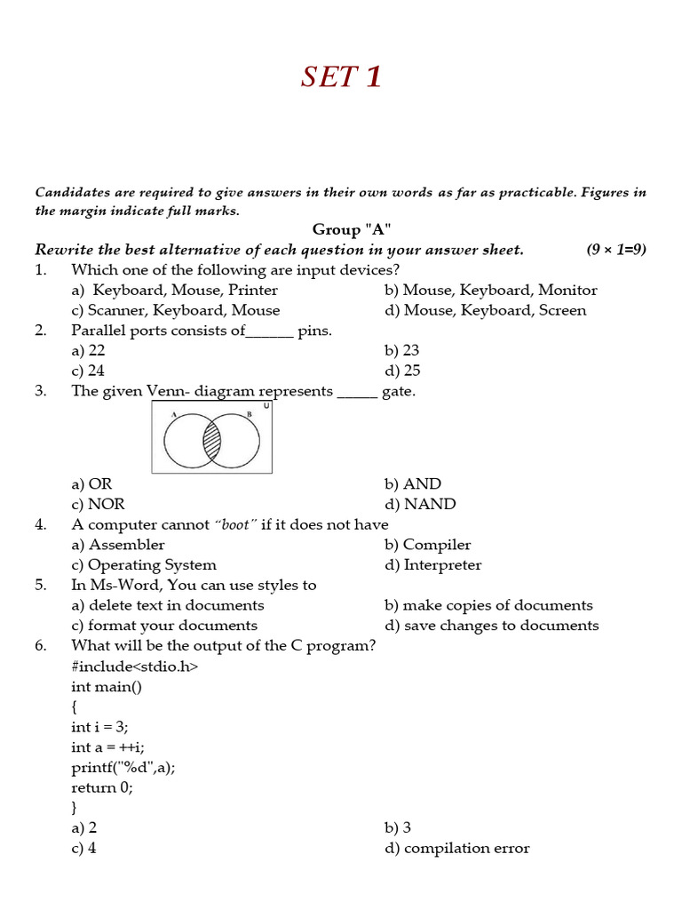 Xi Computer Science Set 1 | PDF | Computer Program | Programming